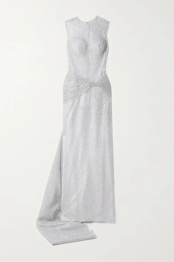 SANDRA MANSOUR Glittered Tulle Gown