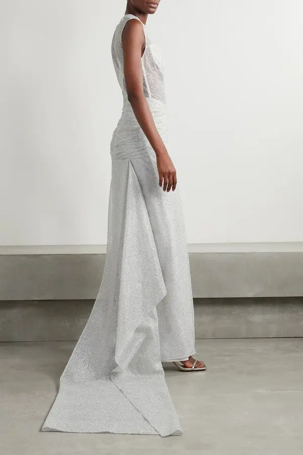 SANDRA MANSOUR Glittered Tulle Gown