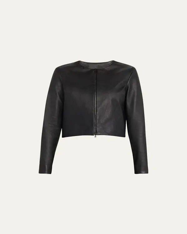 SUSAN BENDER Stretch Leather Cardigan Jacket