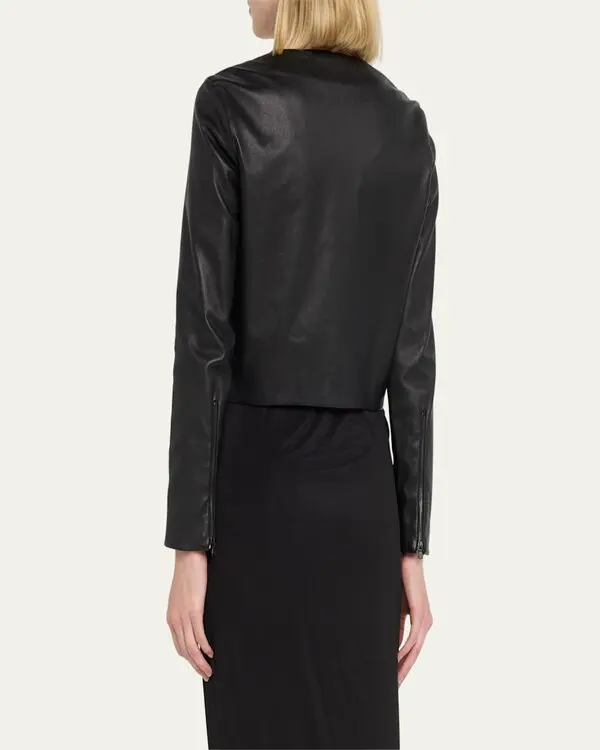 SUSAN BENDER Stretch Leather Cardigan Jacket