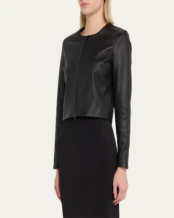SUSAN BENDER Stretch Leather Cardigan Jacket