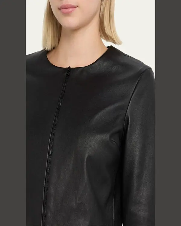 SUSAN BENDER Stretch Leather Cardigan Jacket