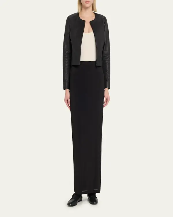 SUSAN BENDER Stretch Leather Cardigan Jacket