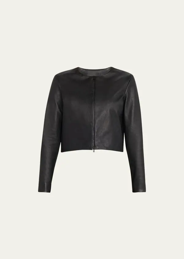 SUSAN BENDER Stretch Leather Cardigan Jacket