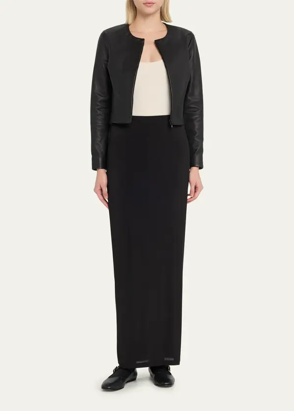SUSAN BENDER Stretch Leather Cardigan Jacket