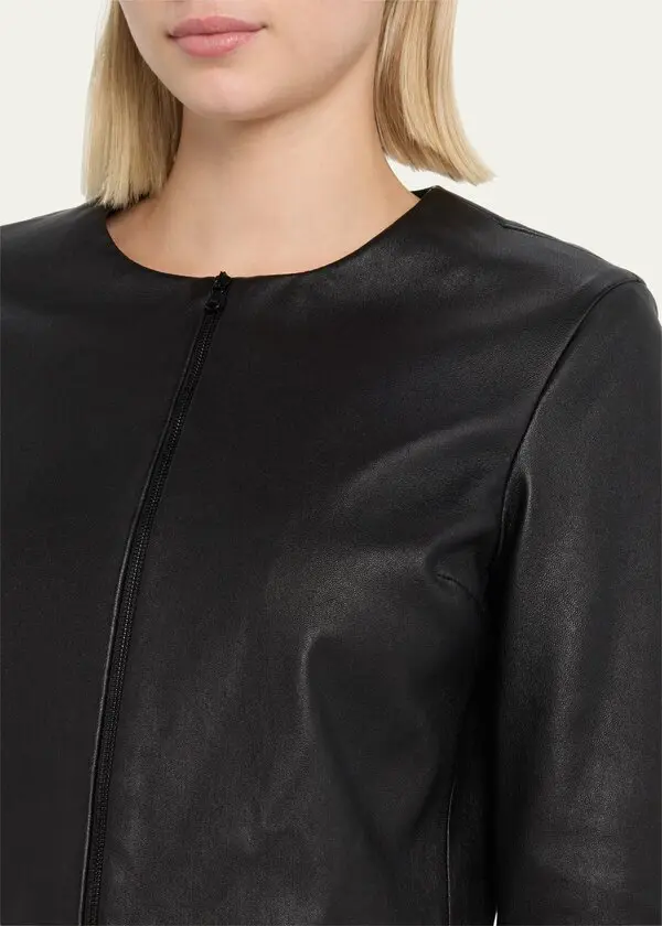 SUSAN BENDER Stretch Leather Cardigan Jacket