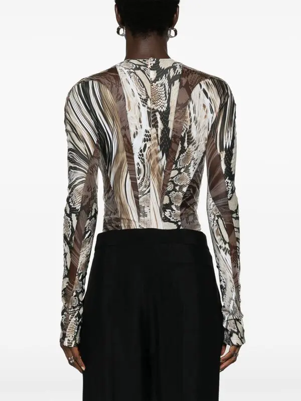 MUGLER Illusion Sheer-panelled Bodysuit