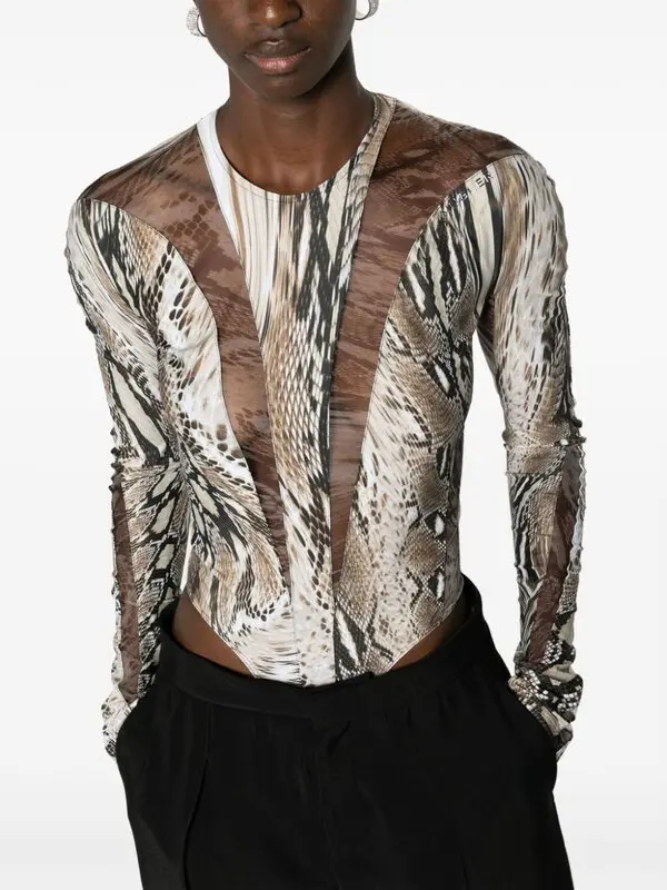 MUGLER Illusion Sheer-panelled Bodysuit