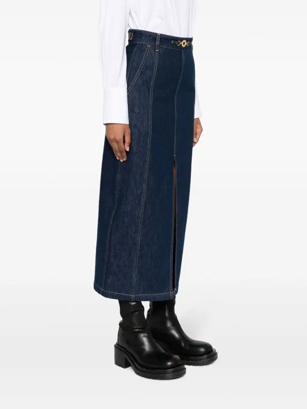 PATOU Slit-detail Denim Midi Skirt - Blue