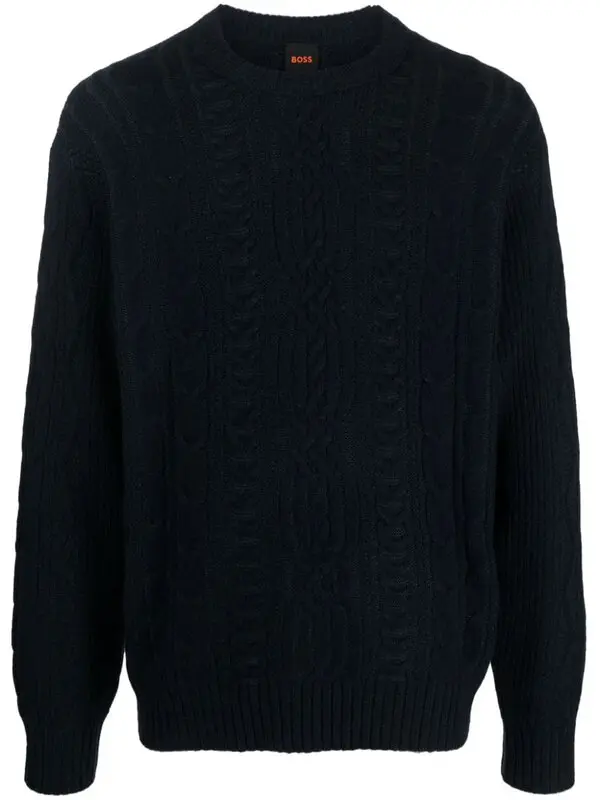 BOSS Crew-neck Cable-knit Jumper