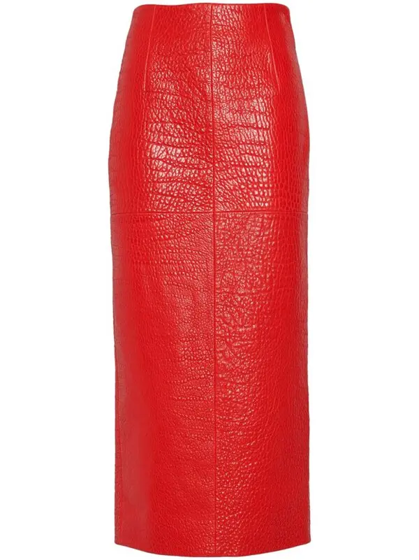 Prada Nappa Leather Midi Skirt