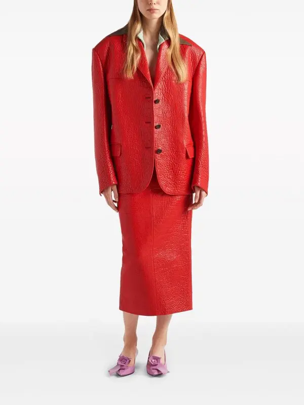Prada Nappa Leather Midi Skirt