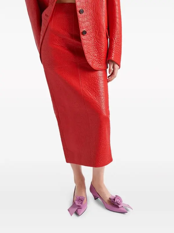Prada Nappa Leather Midi Skirt