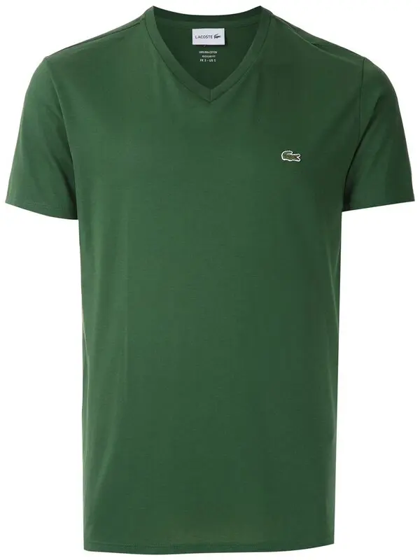 Lacoste Logo-embroidered Cotton V-neck T-shirt - Green