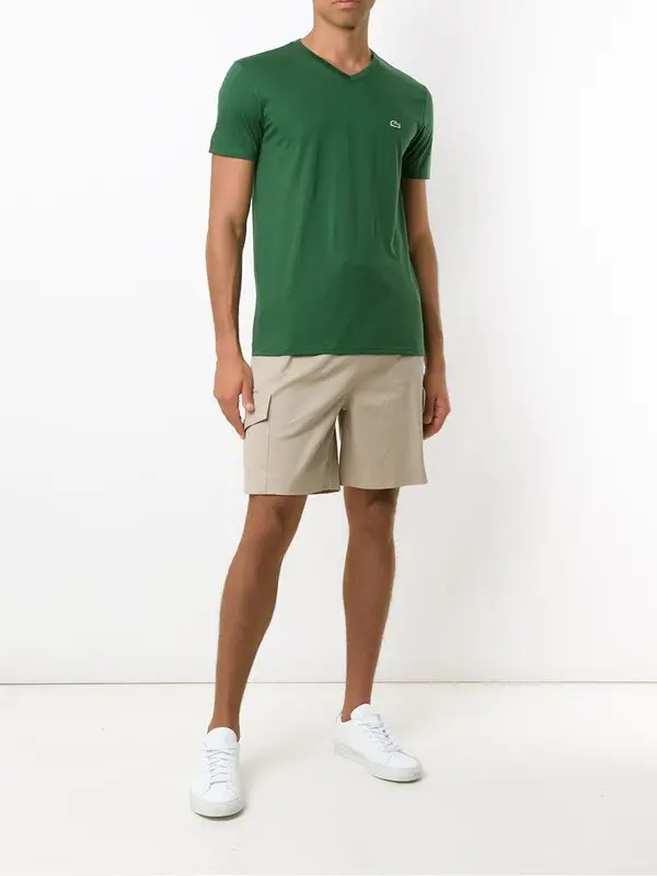 Lacoste Logo-embroidered Cotton V-neck T-shirt - Green