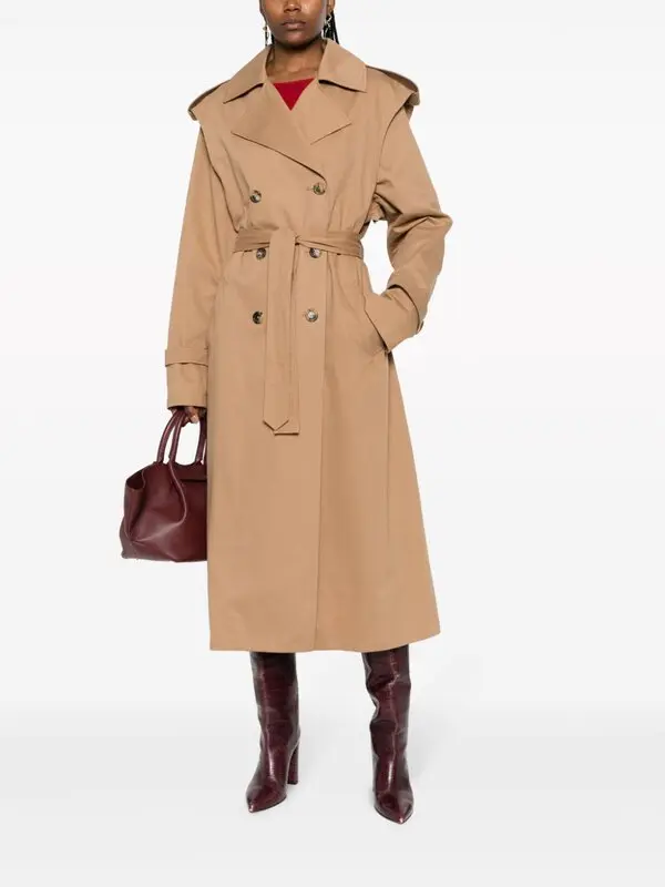 Armarium Double-Breasted Belted Trench Coat In Neutrals 68% Off