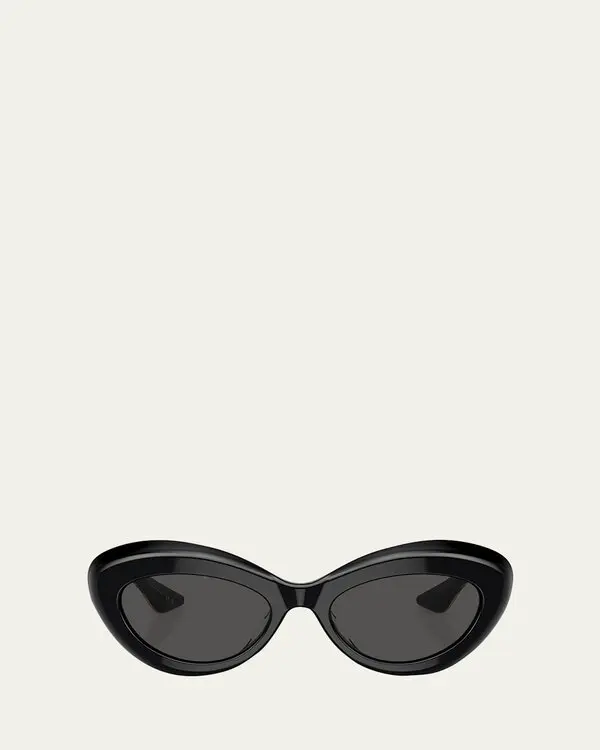 KHAITE X OLIVER PEOPLES Bold Acetate Oval Sunglasses - Black