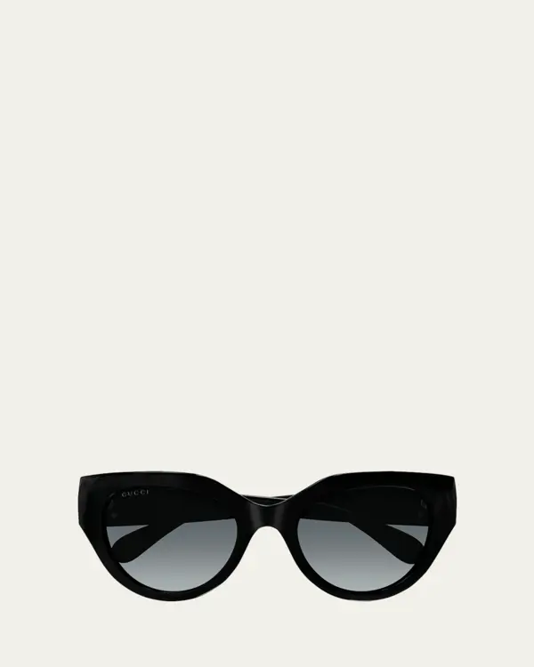 Gucci Gg Emblem Cat-eye Sunglasses - Shiny Black