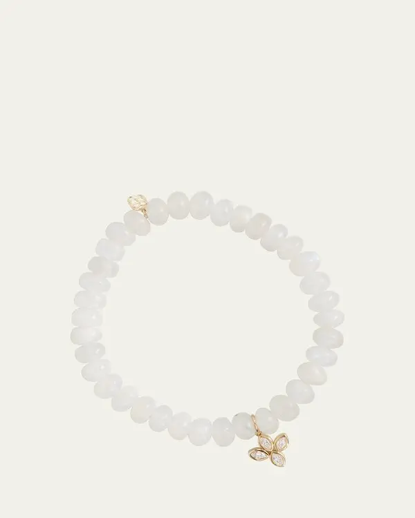SYDNEY EVAN 14k Yellow Gold Diamond Flower Charm Bracelet - White
