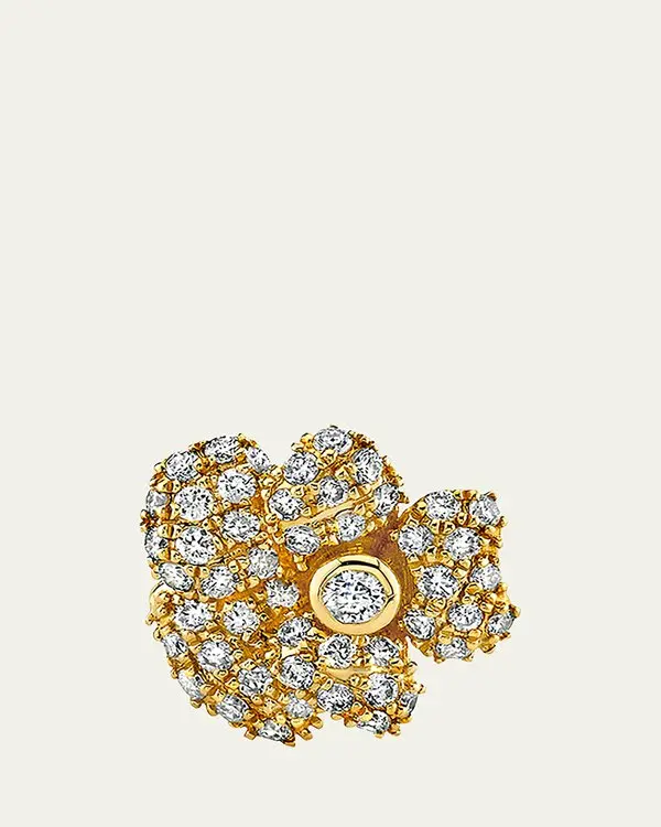 SYDNEY EVAN 14k Yellow Diamond Pansy Stud Earring - Gold