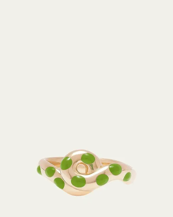Bea Bongiasca 9k Chunky Wave Polka Dot Enamel Ring - Gold