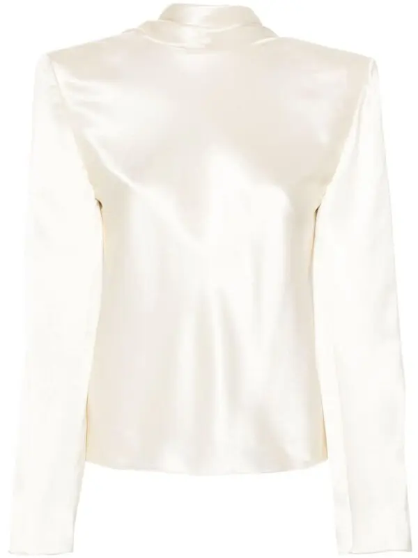 Saint Laurent Cowl-back Silk Blouse - White