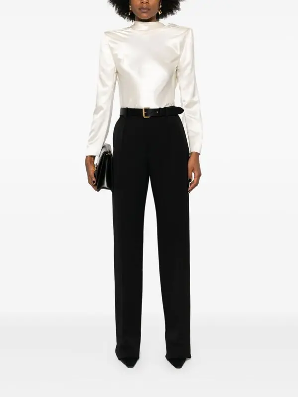 Saint Laurent Cowl-back Silk Blouse - White