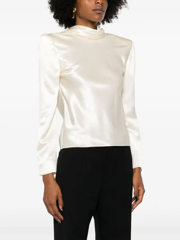 Saint Laurent Cowl-back Silk Blouse - White