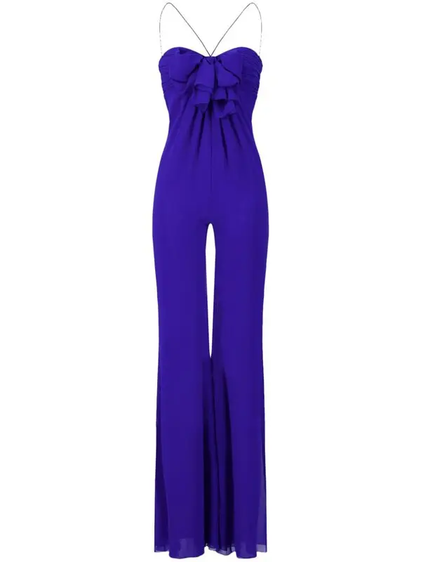 Giambattista Valli Bow Silk-blend Jumpsuit - Blue