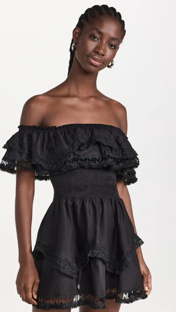 Peixoto Wyatt Lace-Trim Dress - Black | Editorialist