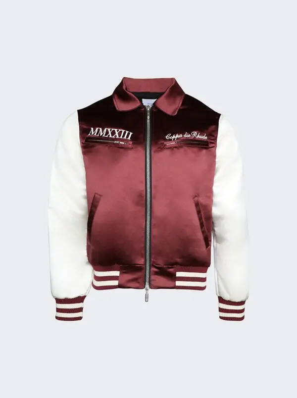 Rhude Satin Varsity Jacket - Maroon