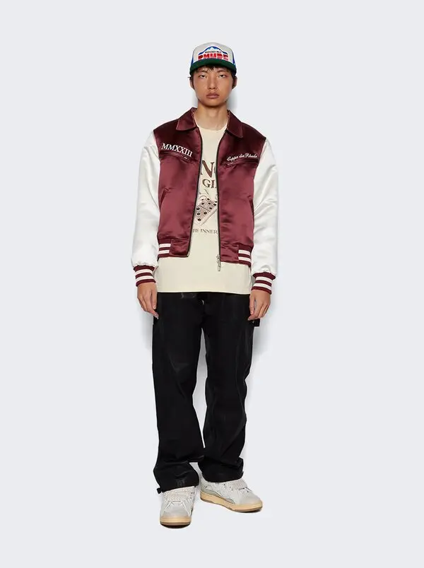 Rhude Satin Varsity Jacket - Maroon