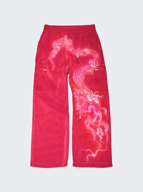 CASELLA MEYER Silk Dragon Cargo Pants - Red