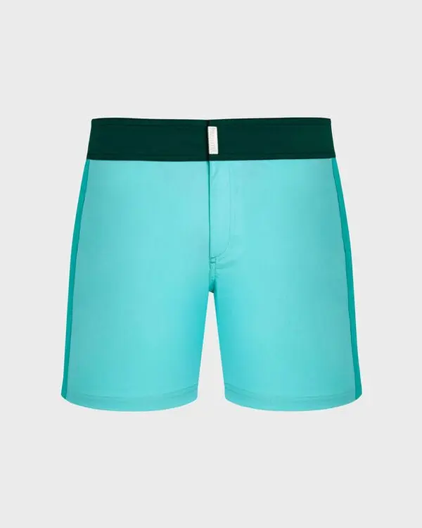 Vilebrequin Stretch Flat-belt Color Block Swim Trunks - Blue