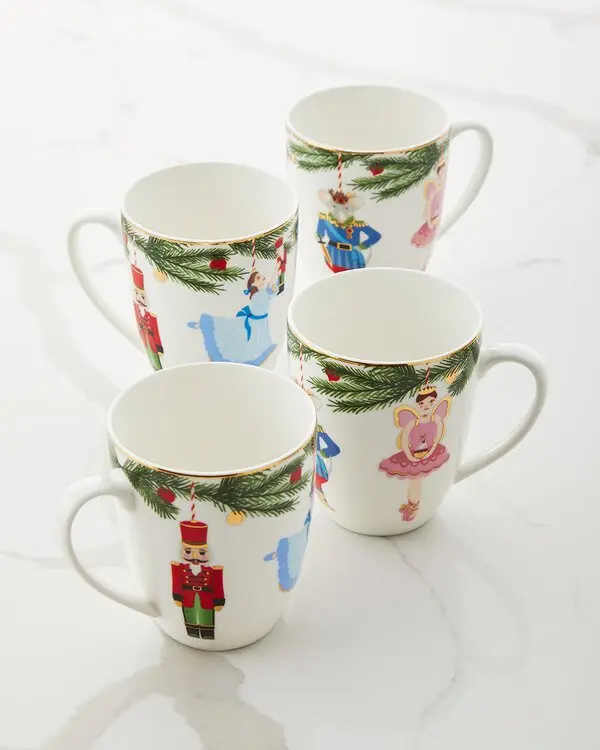 Neiman Marcus Nutcracker Mugs, Set Of 4 - White