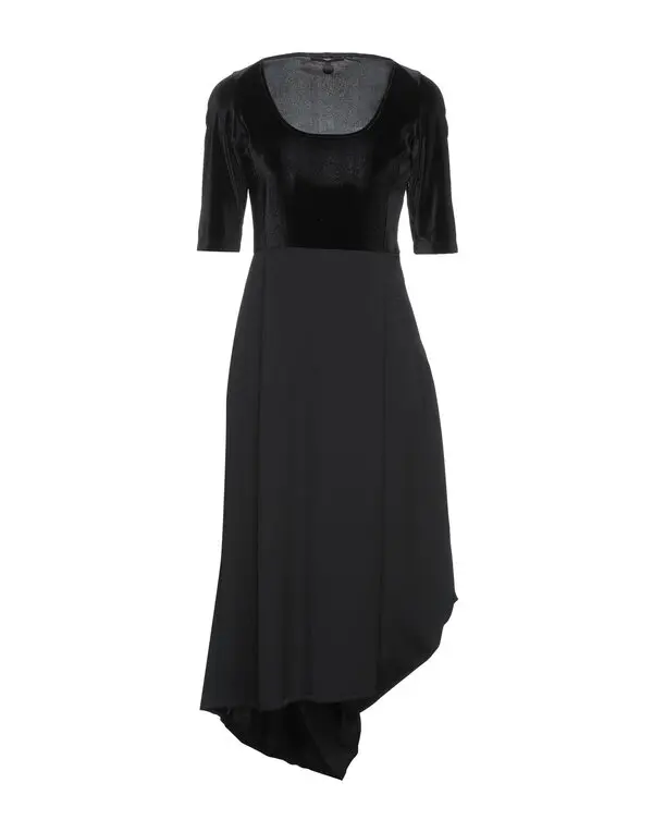 High Crepe & Velvet Midi Dress
