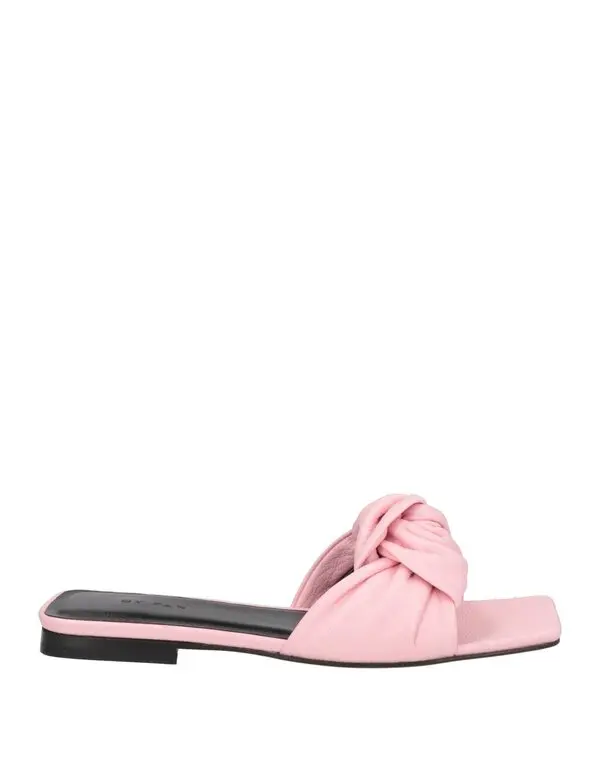 By Far Flat Leather Sandals - Pink