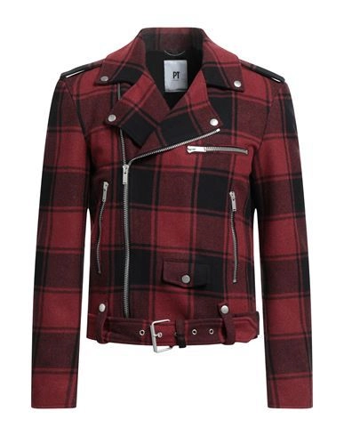 PT TORINO Checked Virgin Wool Biker Jacket - Garnet