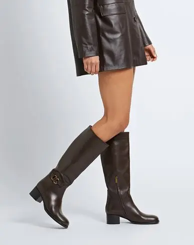 8 BY YOOX Leather Embellished Square-toe High Boots