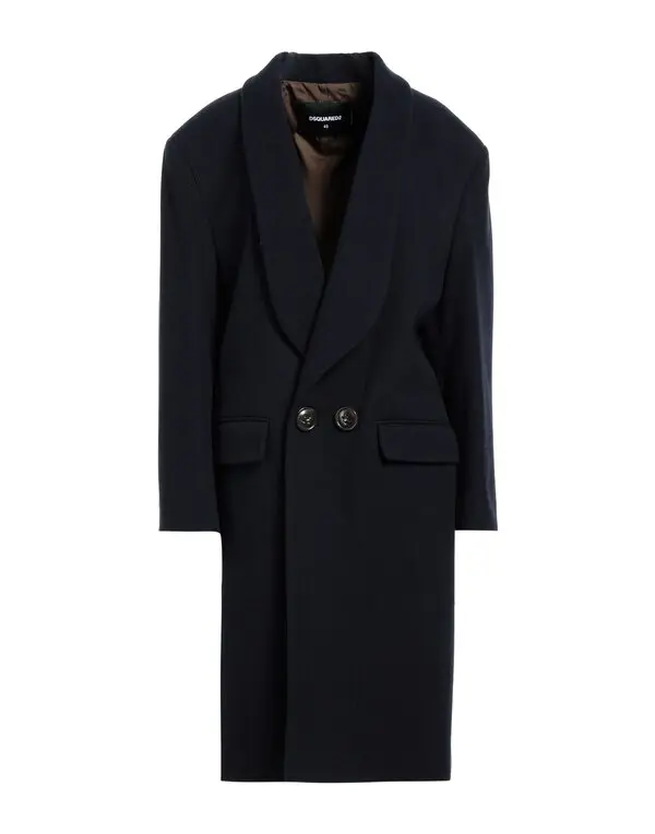 Dsquared2 Double-breasted Wool Blend Coat - Blue
