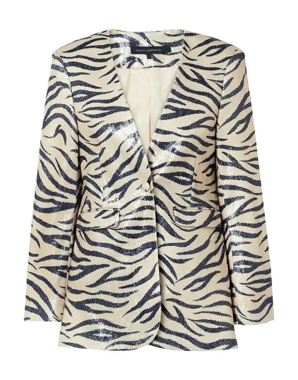 Lapointe Zebra Stripe Sequined Blazer