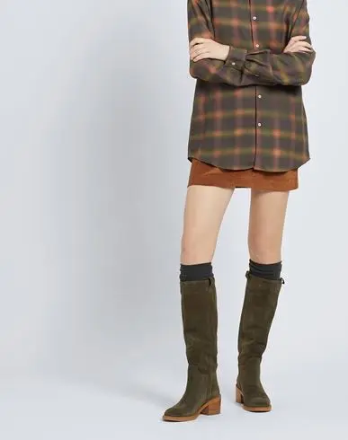8 BY YOOX Suede Square Heel Boots - Green