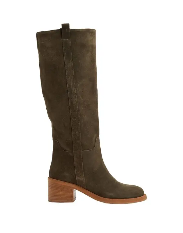 8 BY YOOX Suede Square Heel Boots - Green