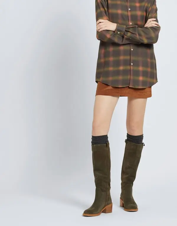 8 BY YOOX Suede Square Heel Boots - Green
