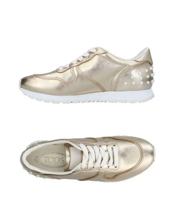Tod'S Leather Low-Top Sneakers In Gold 50% Off Editorialist