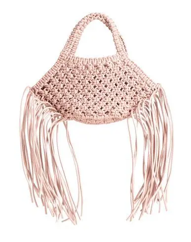 Yuzefi Leather Handbag With Fringes - Pink
