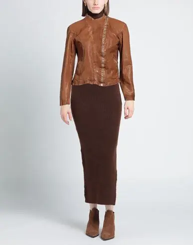 MASTERPELLE Leather Biker Jacket - Brown