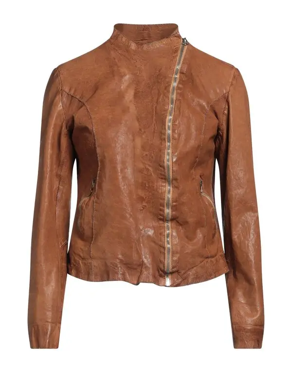 MASTERPELLE Leather Biker Jacket - Brown