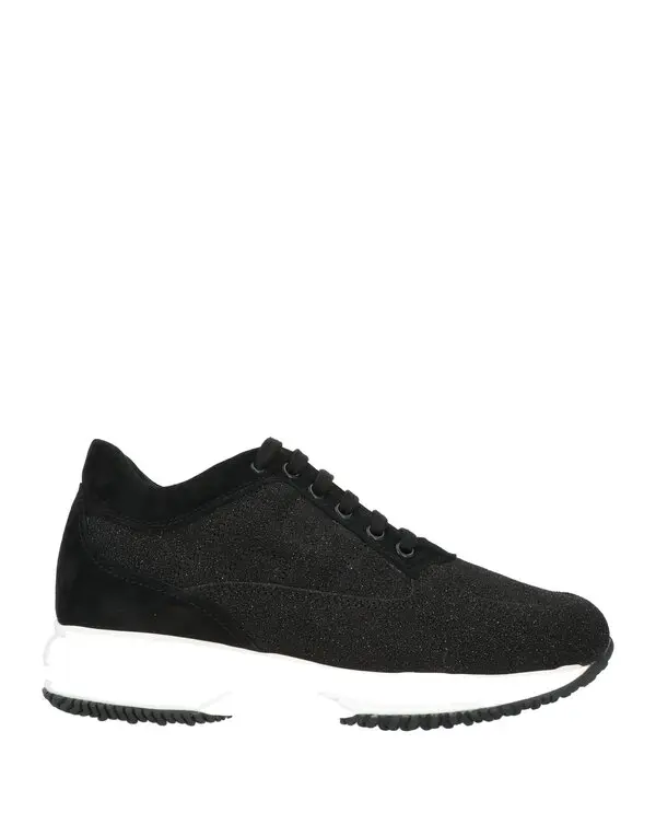 Hogan Soft Leather Glitter Sneakers - Black