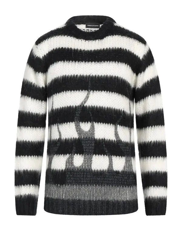 VISION OF SUPER Striped Printed Knit Sweater